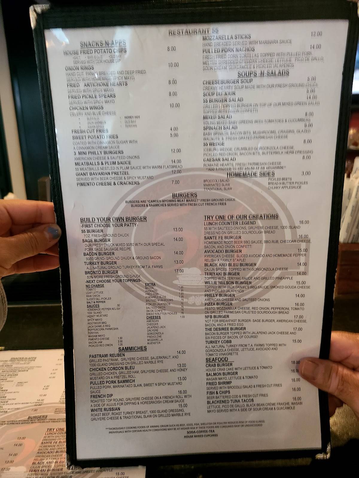 Menu at Restaurant 55, Dover