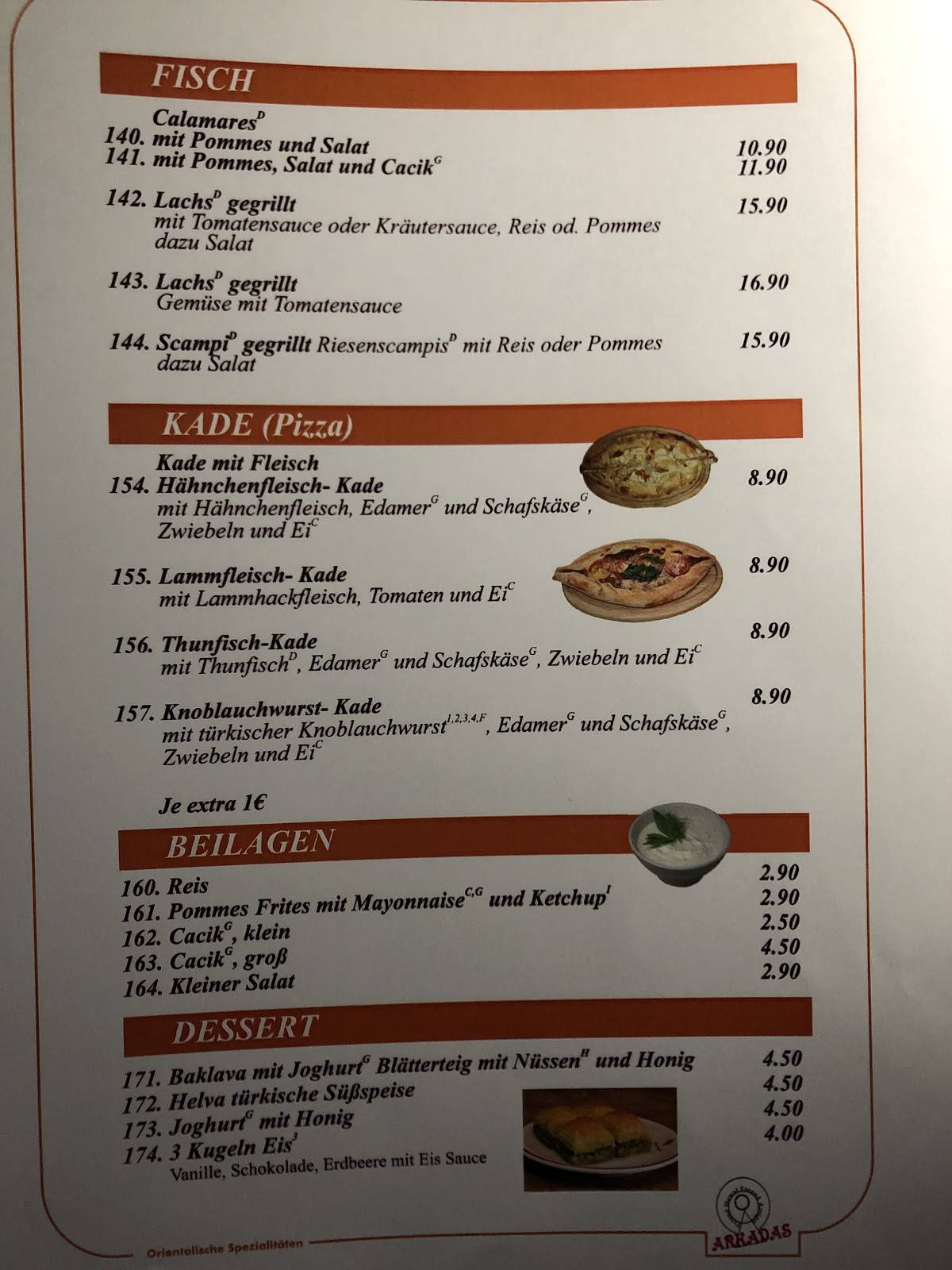 Speisekarte von Arkadas restaurant, Kassel
