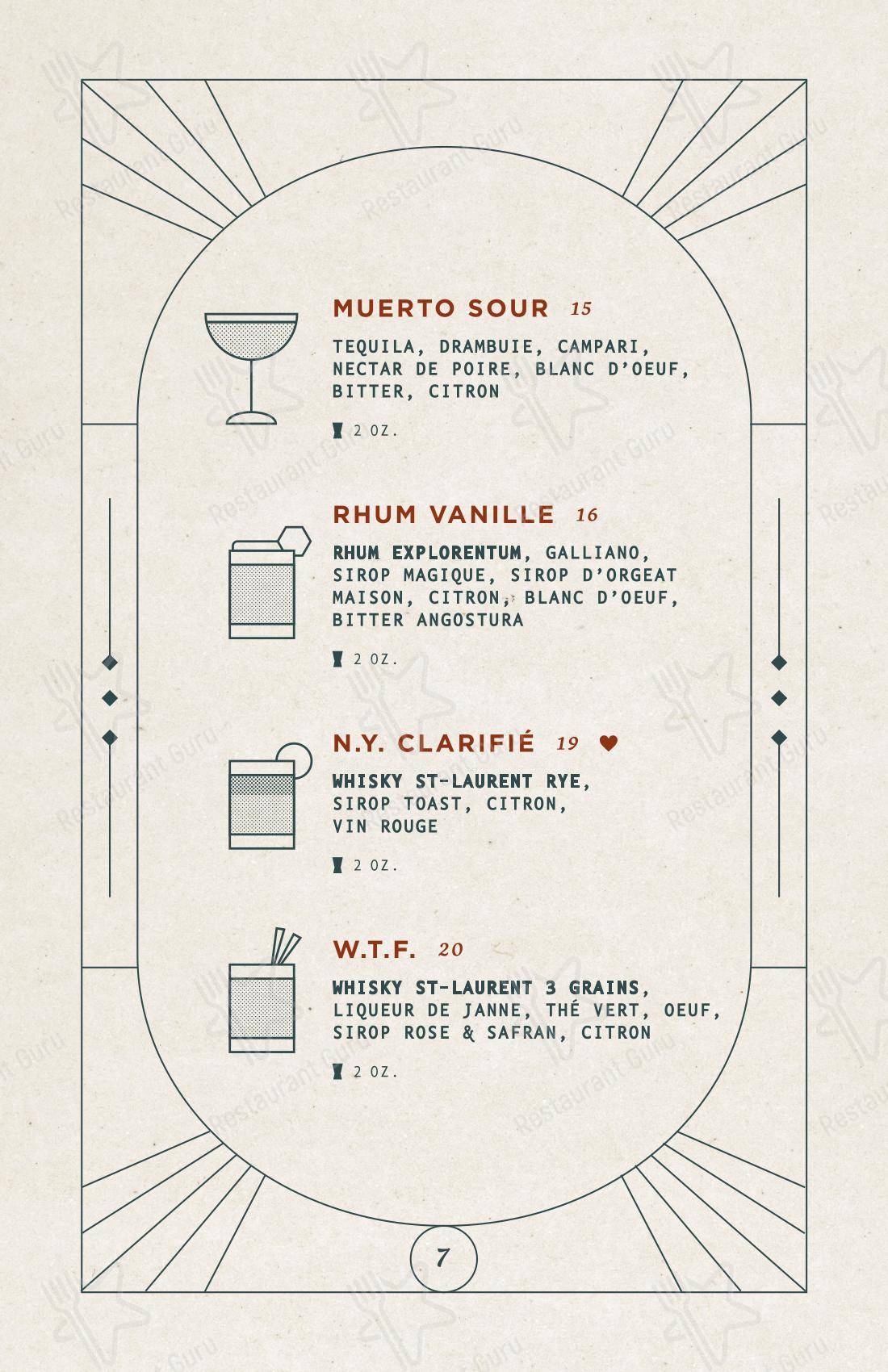 Menu au Restaurant Arsenal & Co., Québec