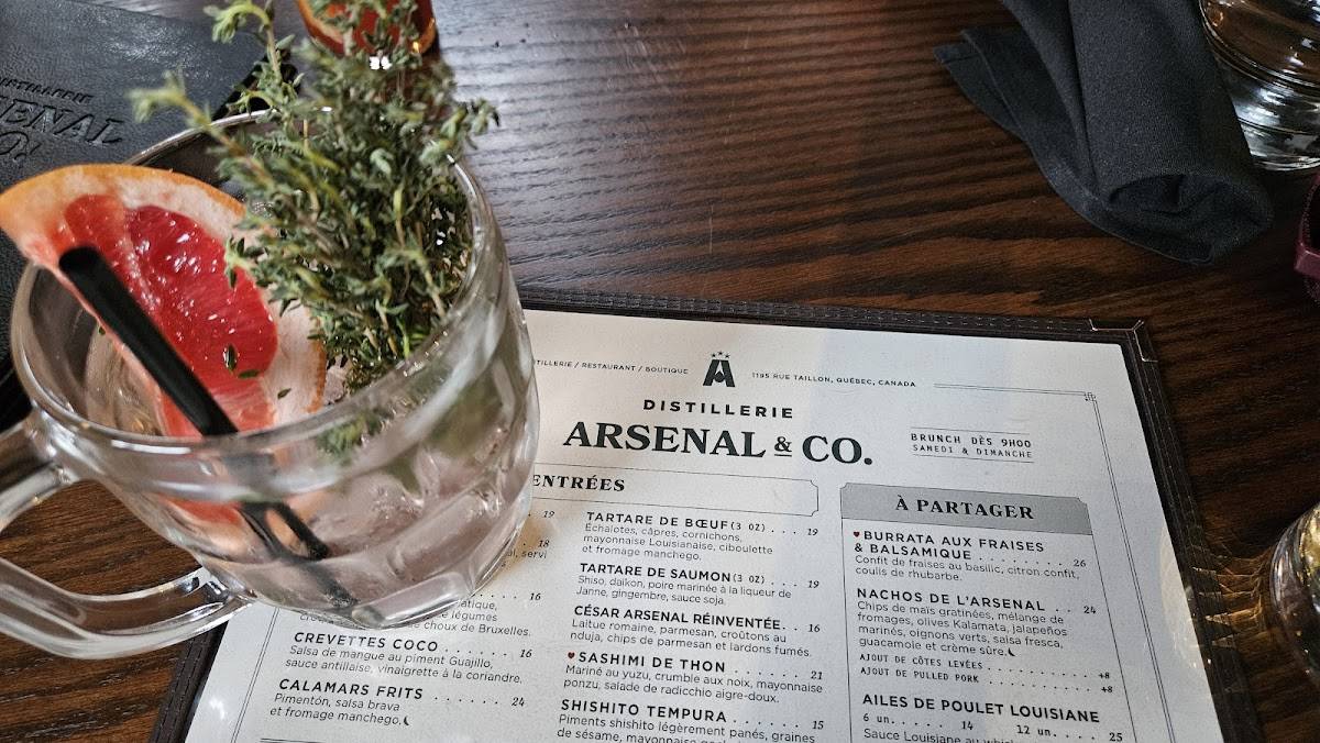 Menu au Restaurant Arsenal & Co., Québec