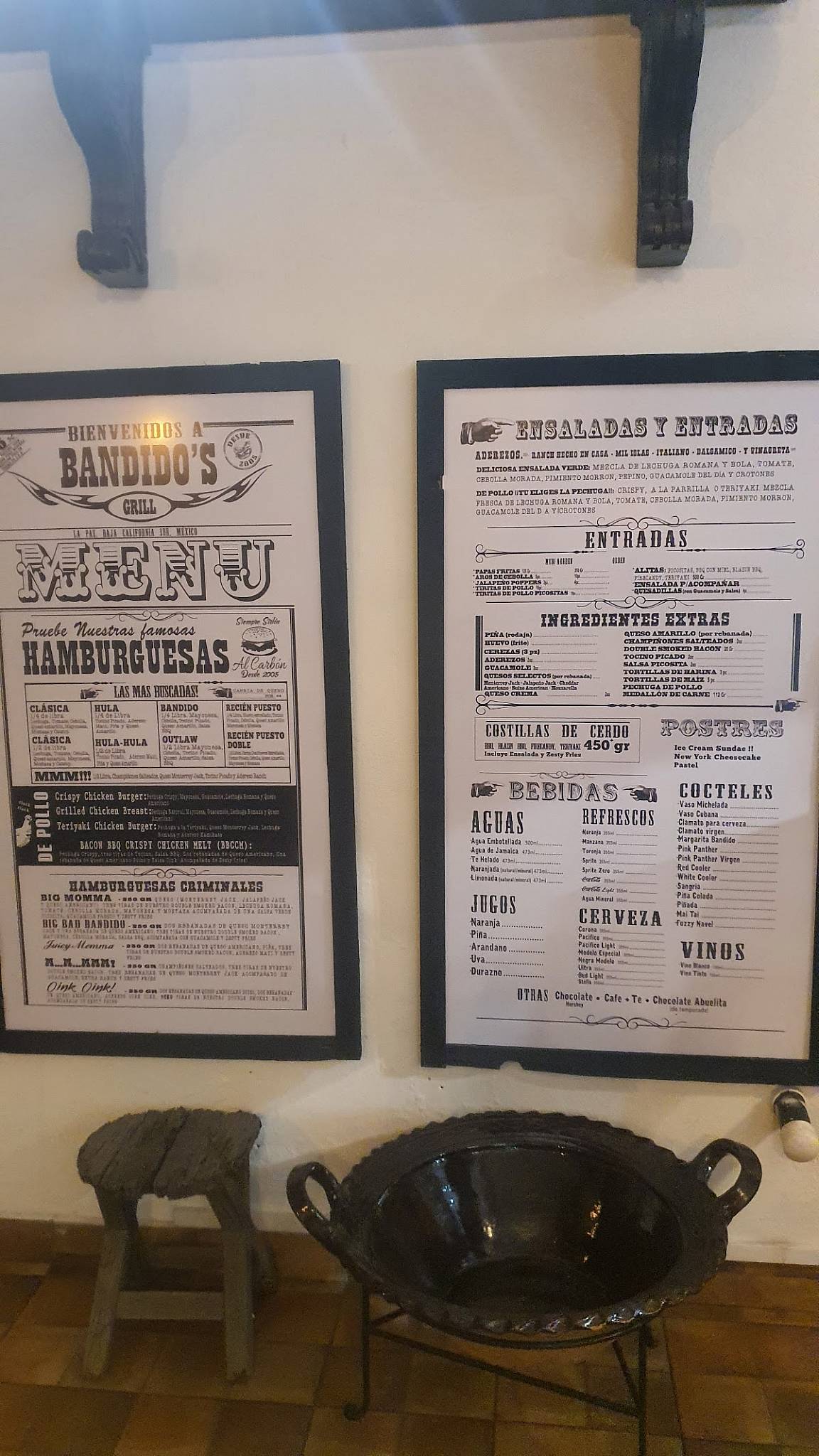 Menu at Bandido's Grill 1 OFF restaurant, La Paz