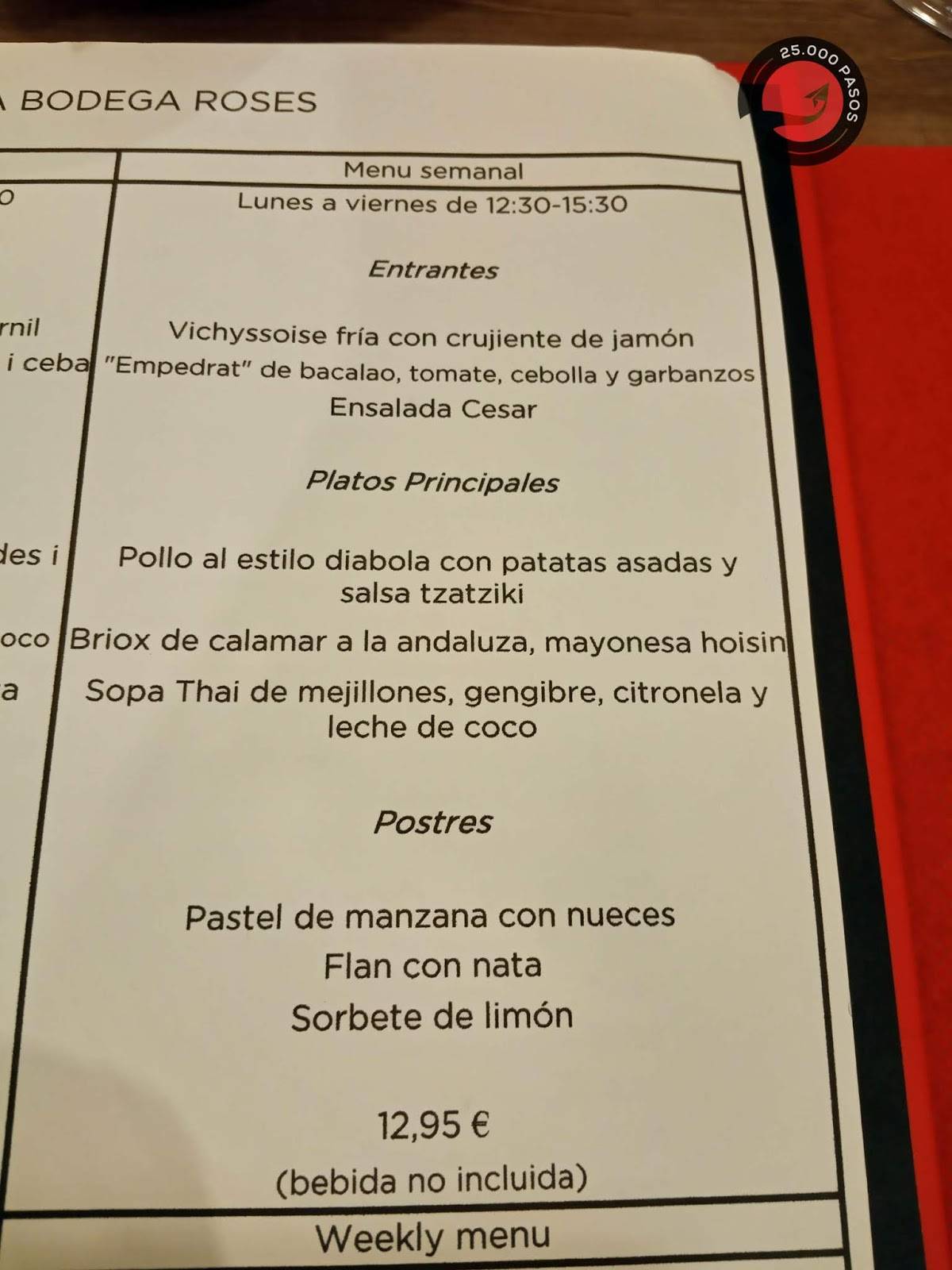 Carta del restaurante Bodega La Gallega De Roses, Roses, Calle Aragón 18