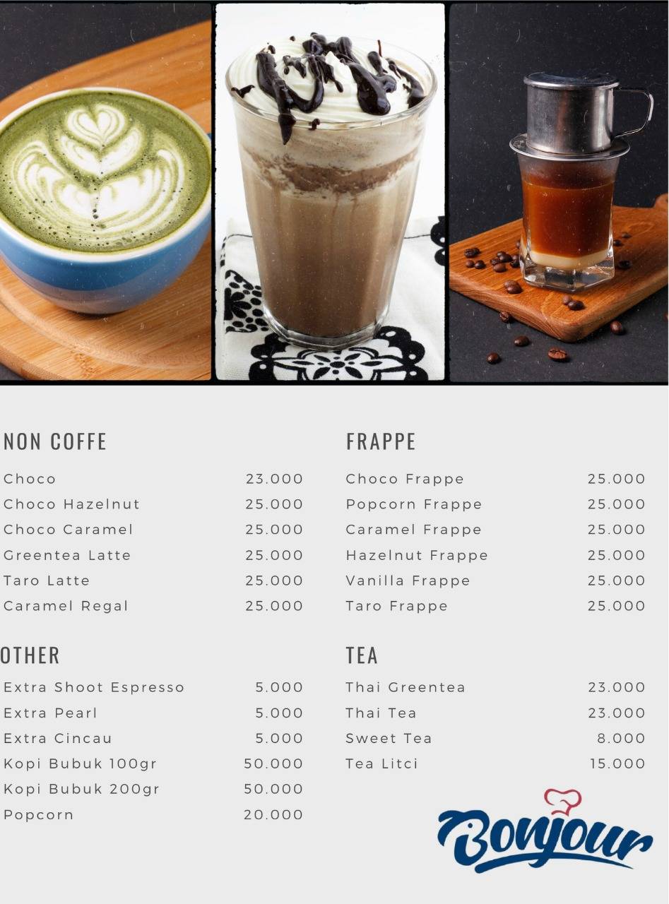Menu at Bonjur Cafe & Resto, East Jakarta