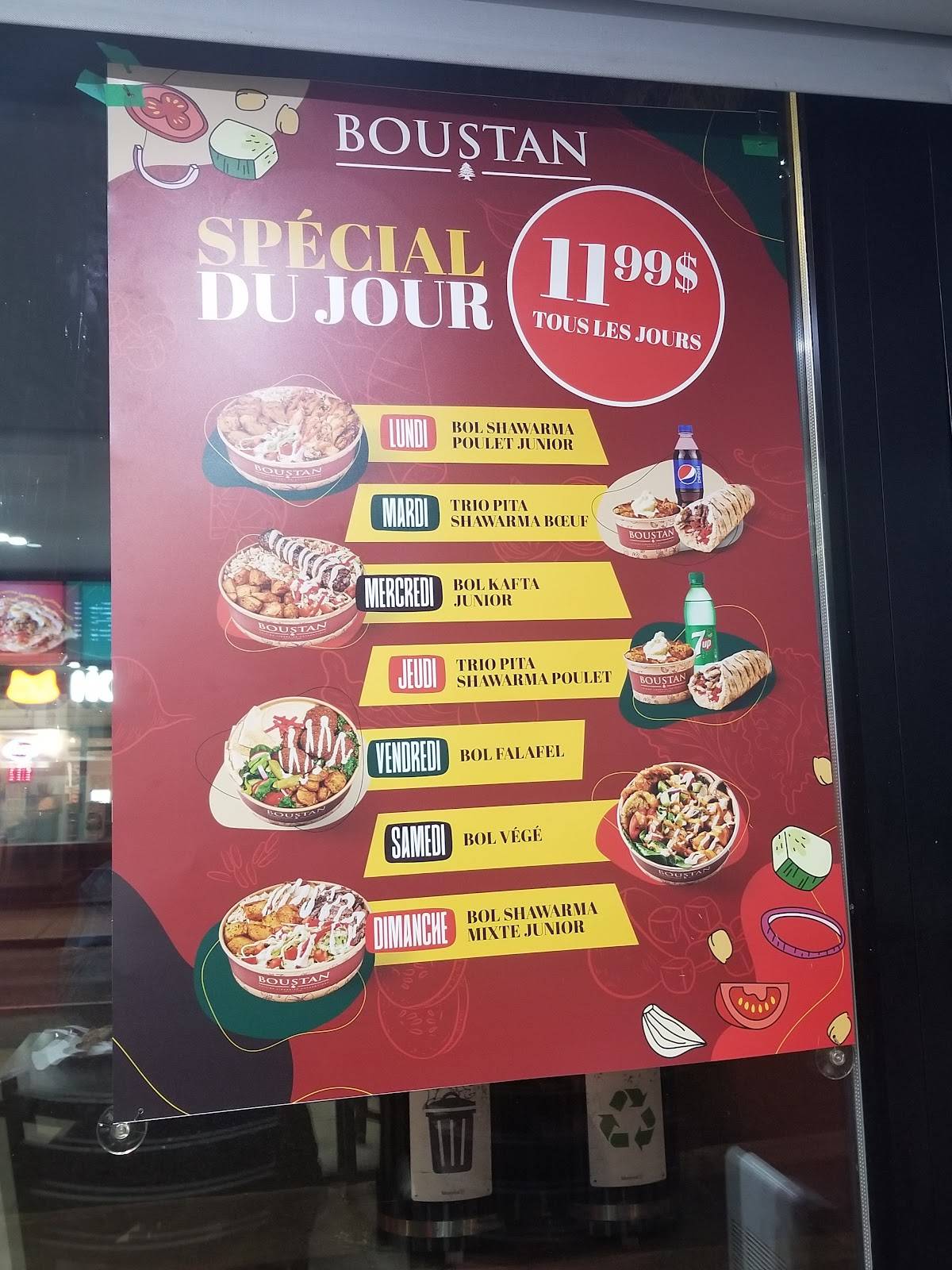Menu at Restaurant Boustan, Montréal, Wellington St
