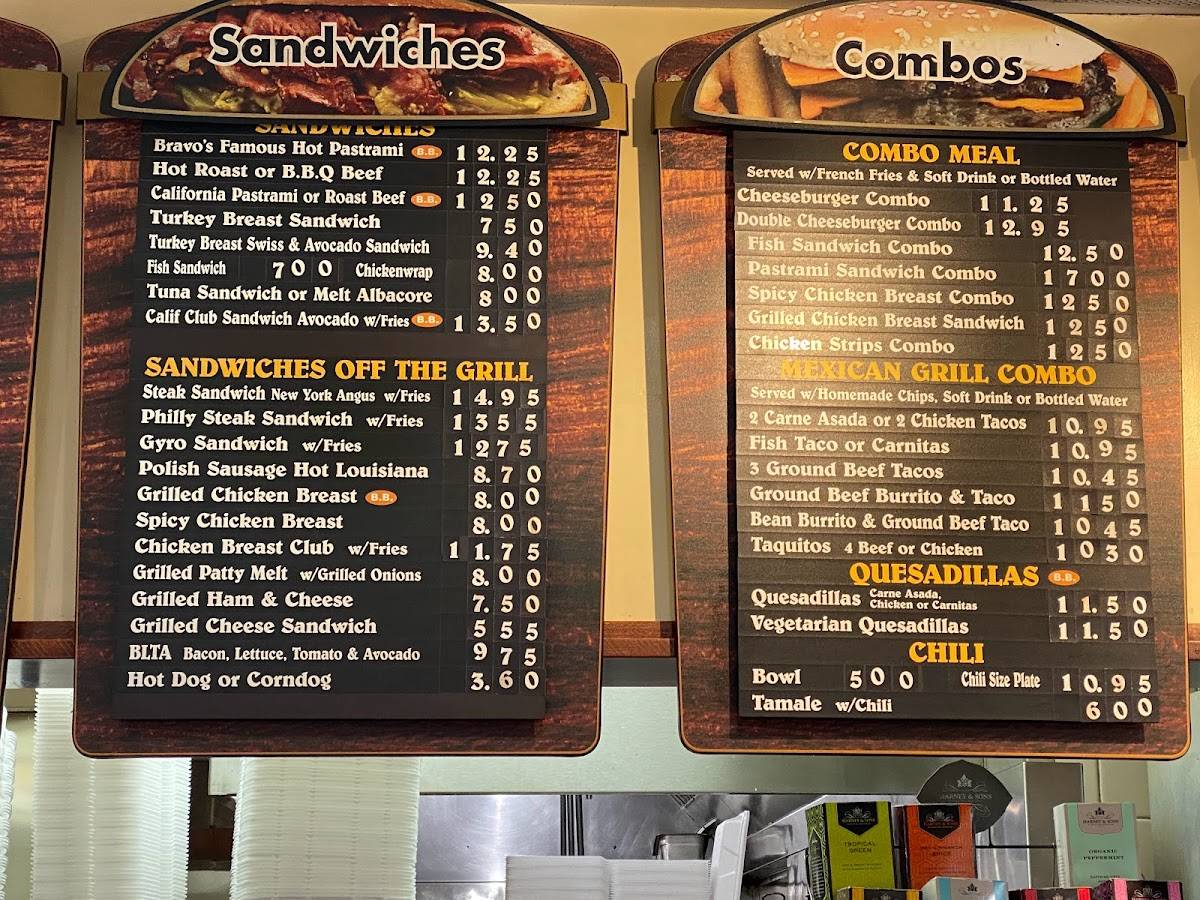 Menu at Bravo Burgers restaurant, Chino Hills