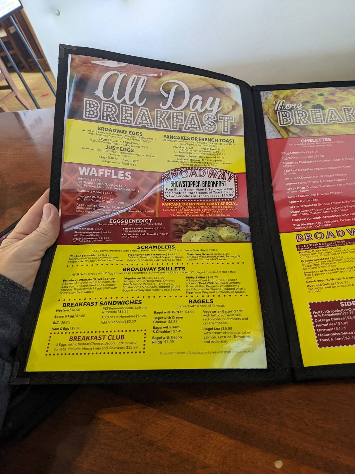 Menu at Broadway Diner restaurant, Hamilton