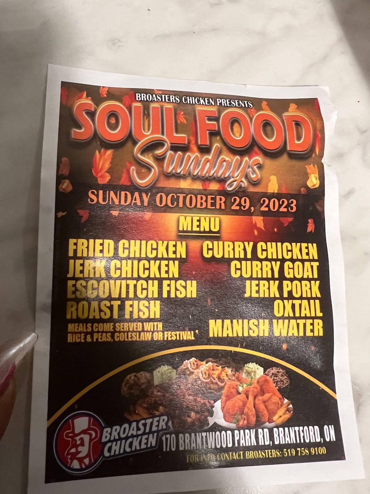 Menu at Broaster's Crispy Fried Chicken restaurant, Brantford, 170 ...