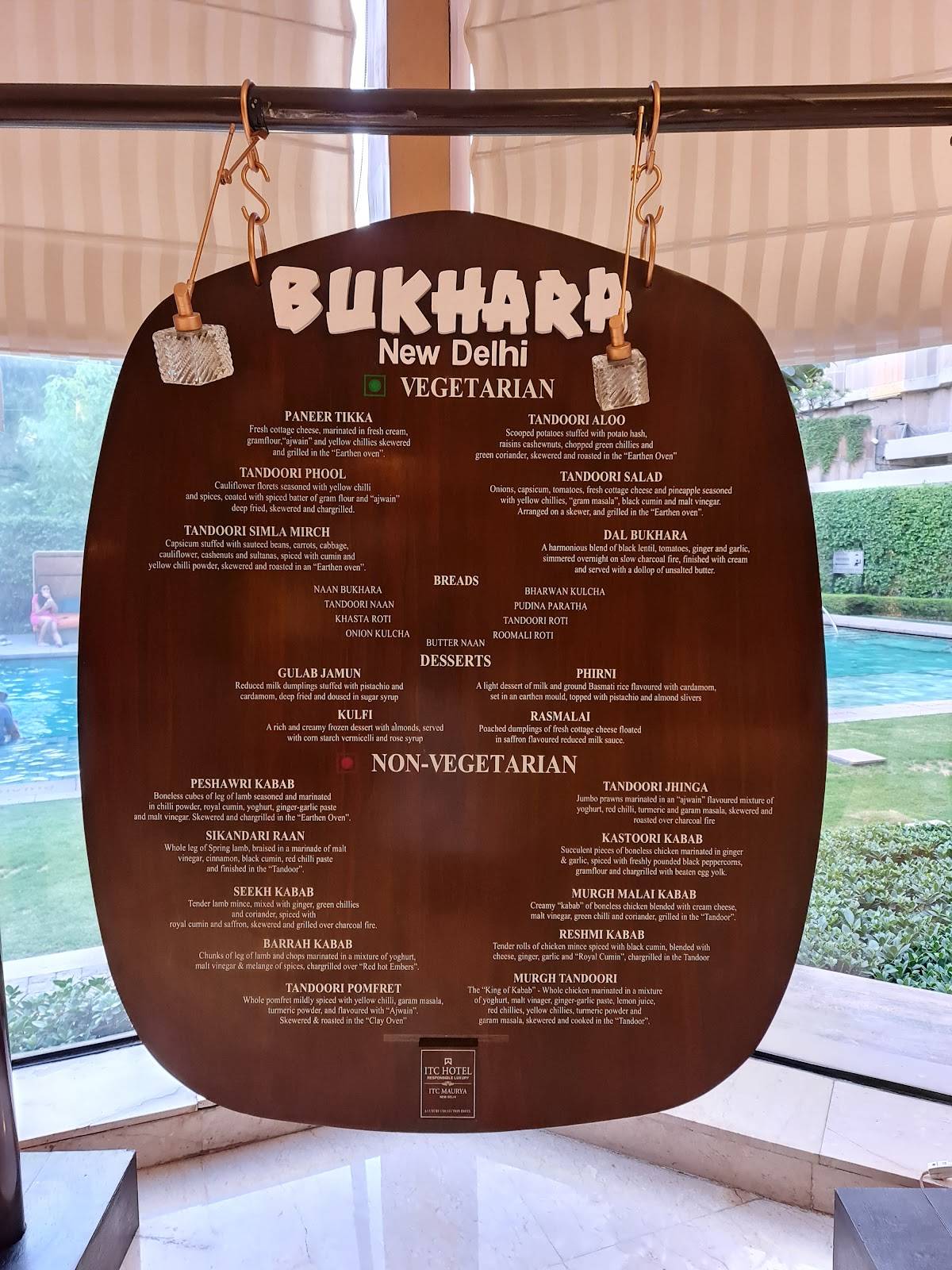 Menu at Bukhara, New Delhi, ITC MAURYA