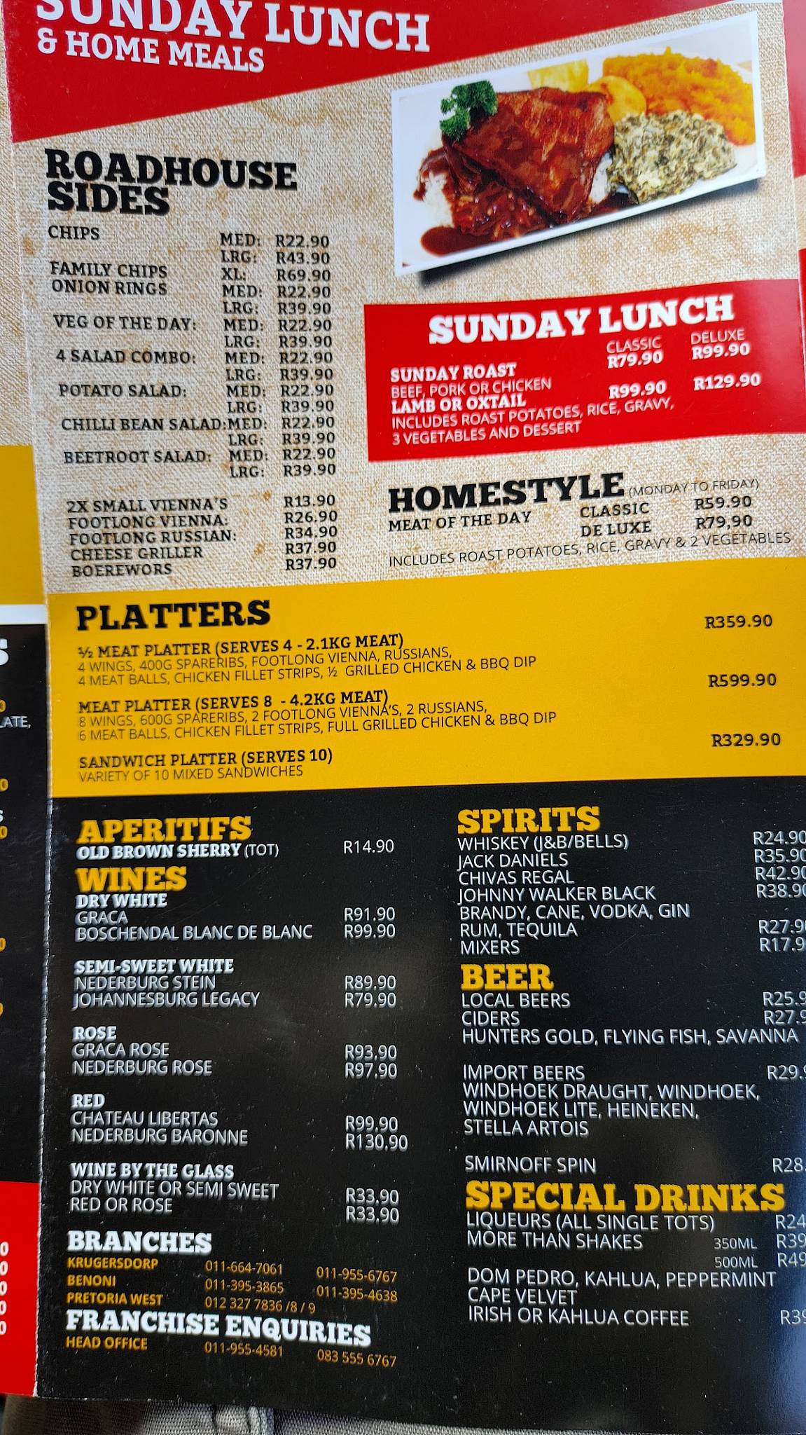 Menu at Burger Box Roadhouse Centurion restaurant, Centurion