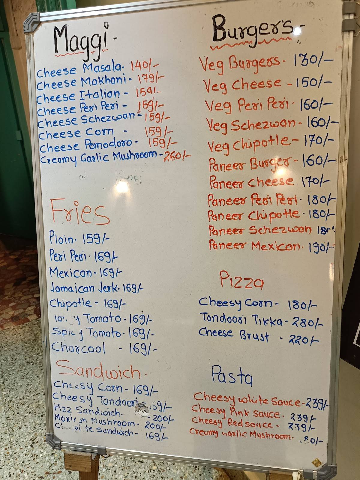Menu at CAFE FLYING GYPSYS, Pune