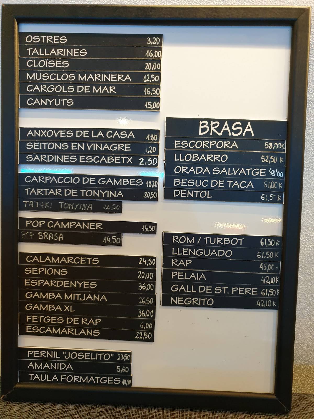 Menu at Restaurant Cal Campaner, Roses
