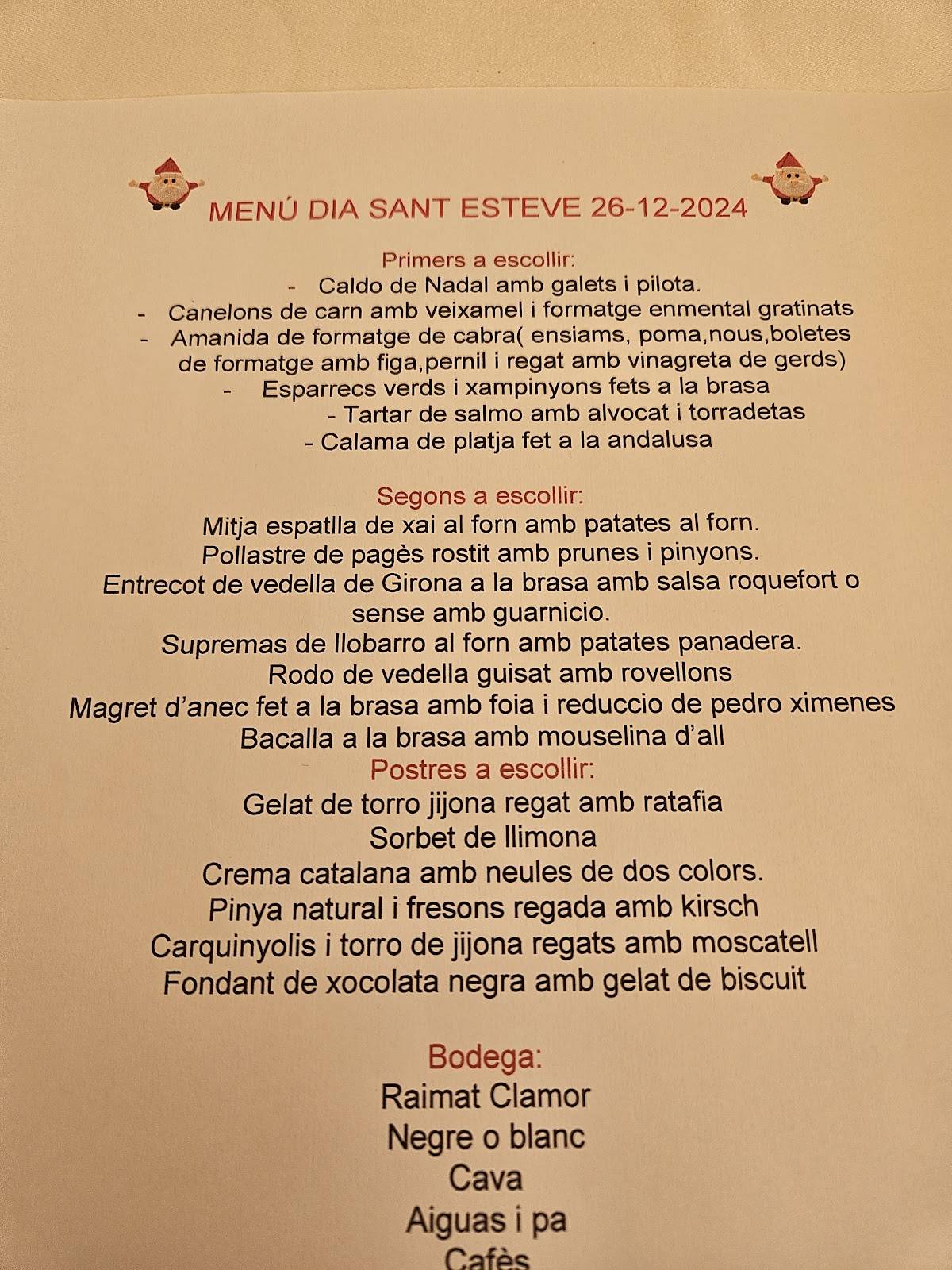 Carta de Restaurant Can Roca, Tiana