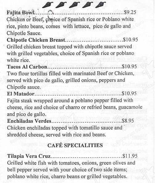 Menu at Cardona Foods restaurant, Fort Worth