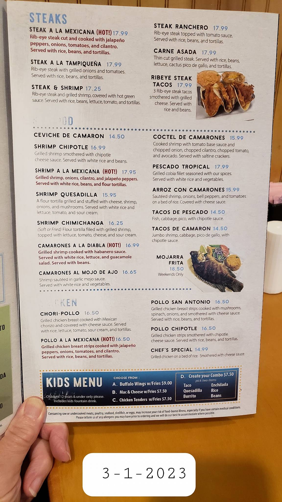 Menu at Casa Agave Mexican Grill restaurant, Wildwood