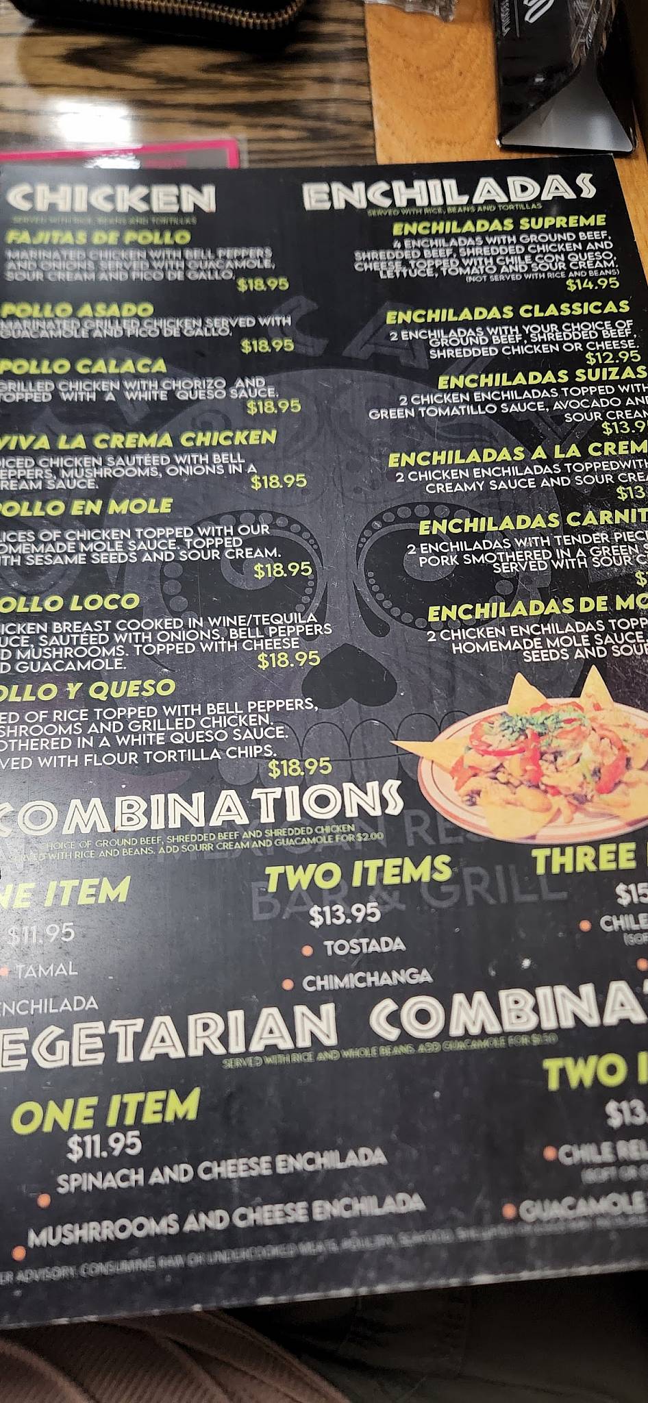 Menu at Casa Calaca restaurant, Salida