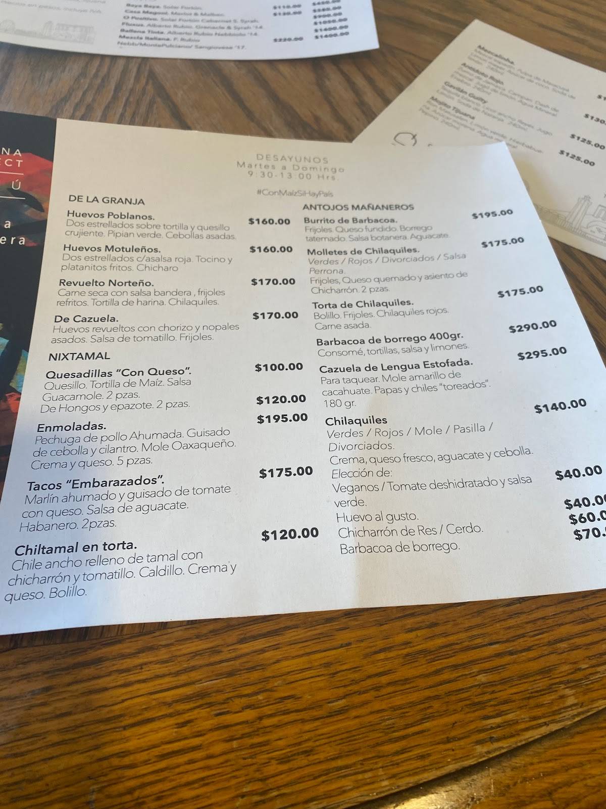 Menu at Casa Tijuana Project restaurant, Tijuana