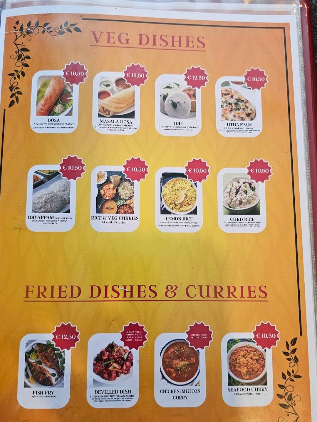 Menu at Restaurant Ceylon - Sri Lankan and South Indian Restaurant, Antwerp