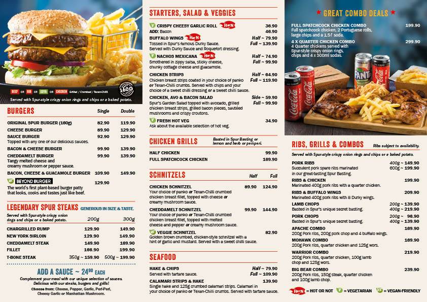 Menu at Checotah Spur Steak Ranch (Halaal) restaurant, Chatsworth, Shop 26B