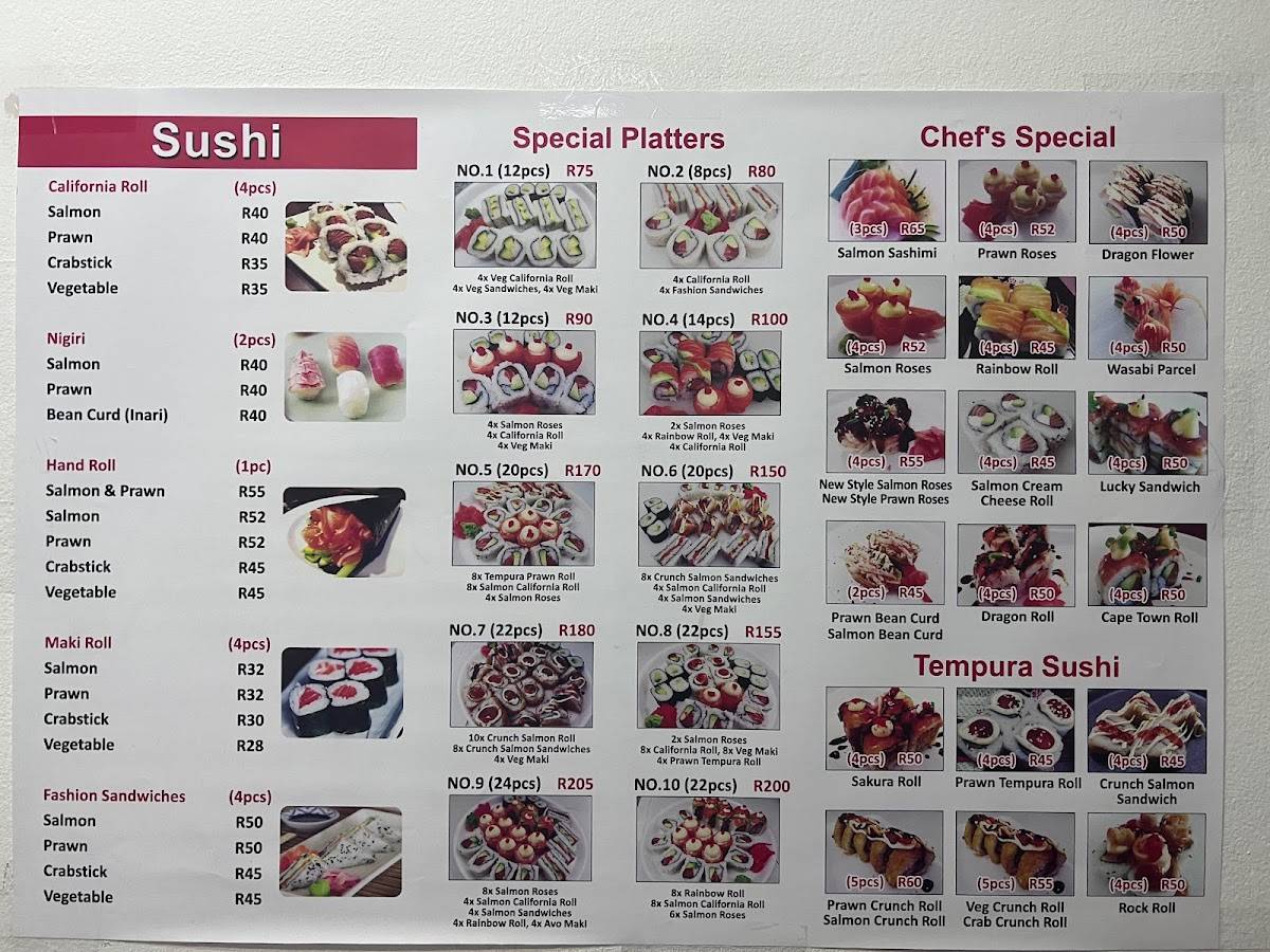 Menu at Chinese Fu Long restaurant, Stellenbosch, 28 Cluver Rd