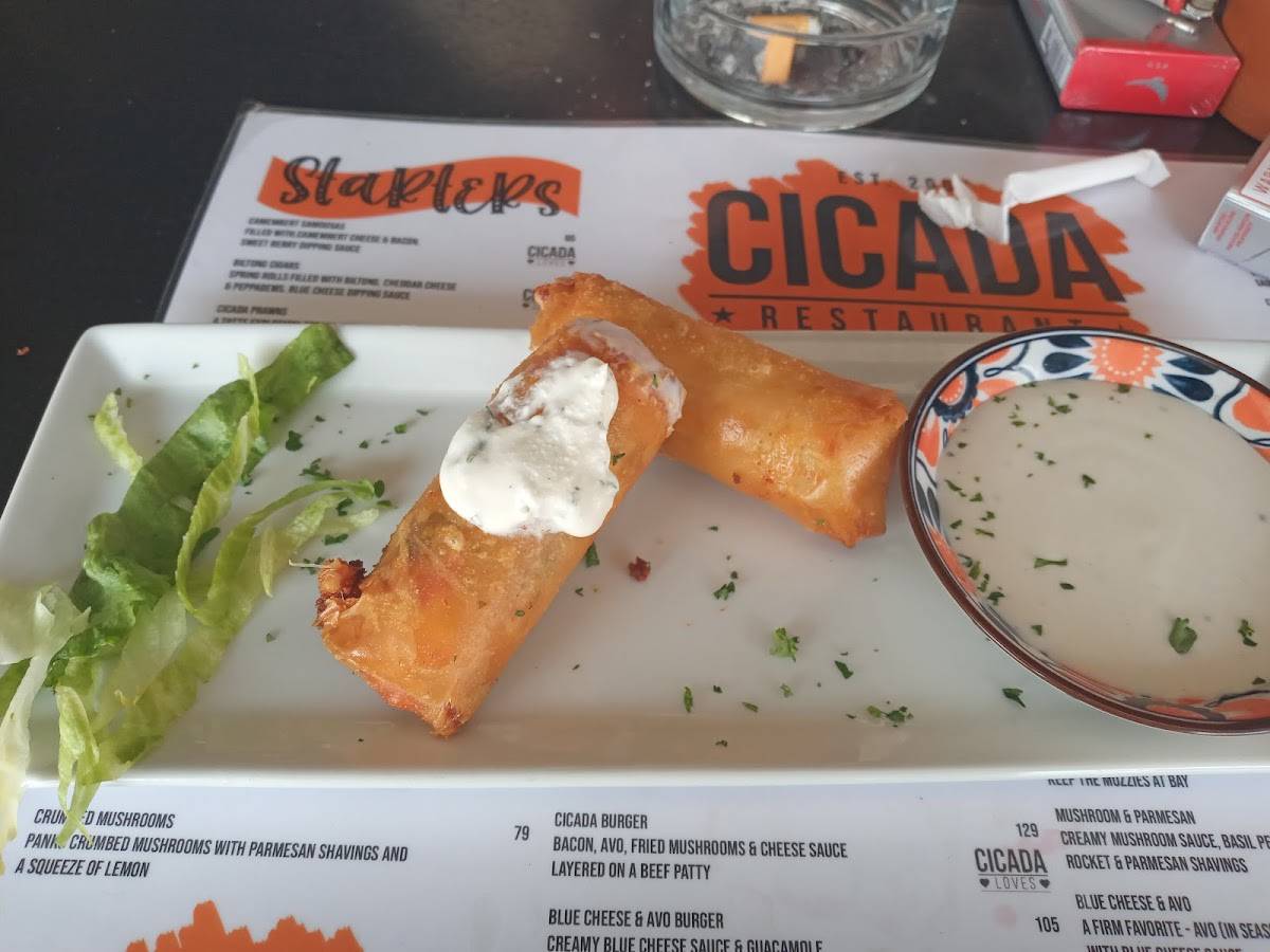 Menu at Cicada restaurant, Nelspruit