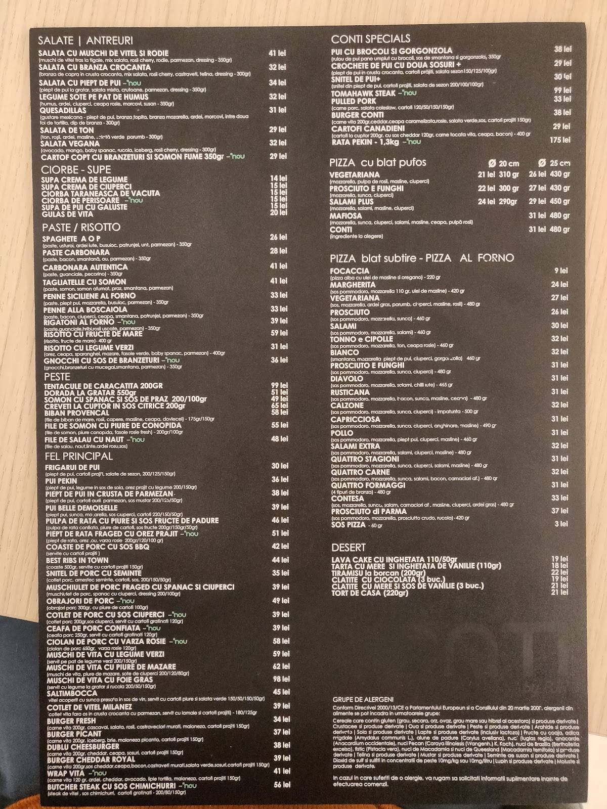 Menu at Restaurant Conti, Pitești