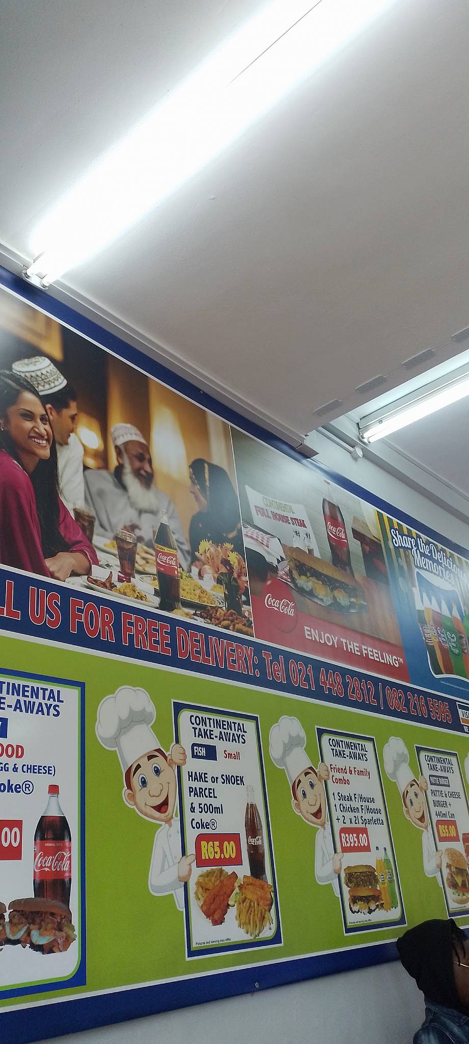 Menu at Continental Take-Away restaurant, Cape Town