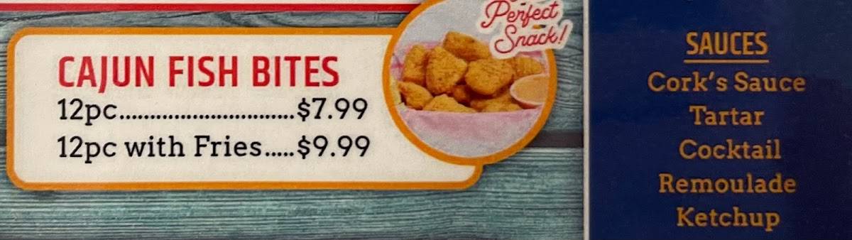 Menu at Cork's Cajun Fried Fish & Shrimp restaurant, Baton Rouge