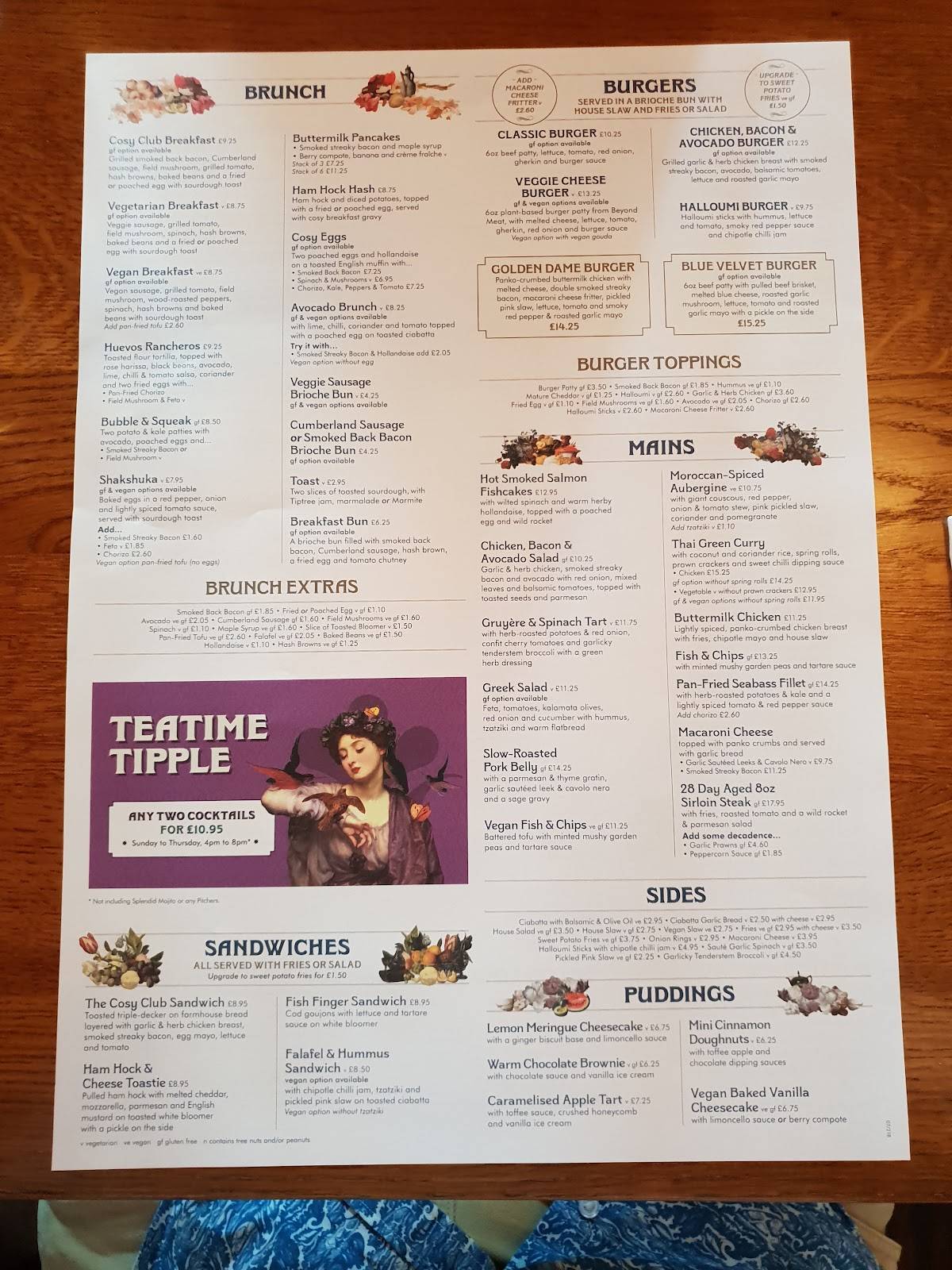 Menu at Cosy Club, Norwich