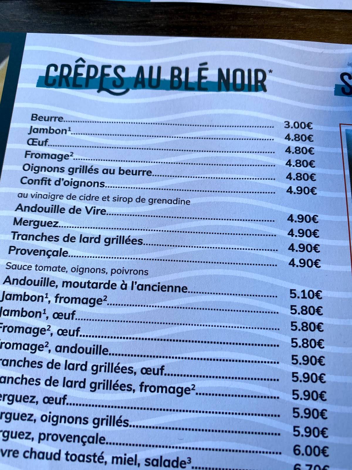 Menu au Le Château d'Eau restaurant, Ploudalmézeau, Saint-Roch