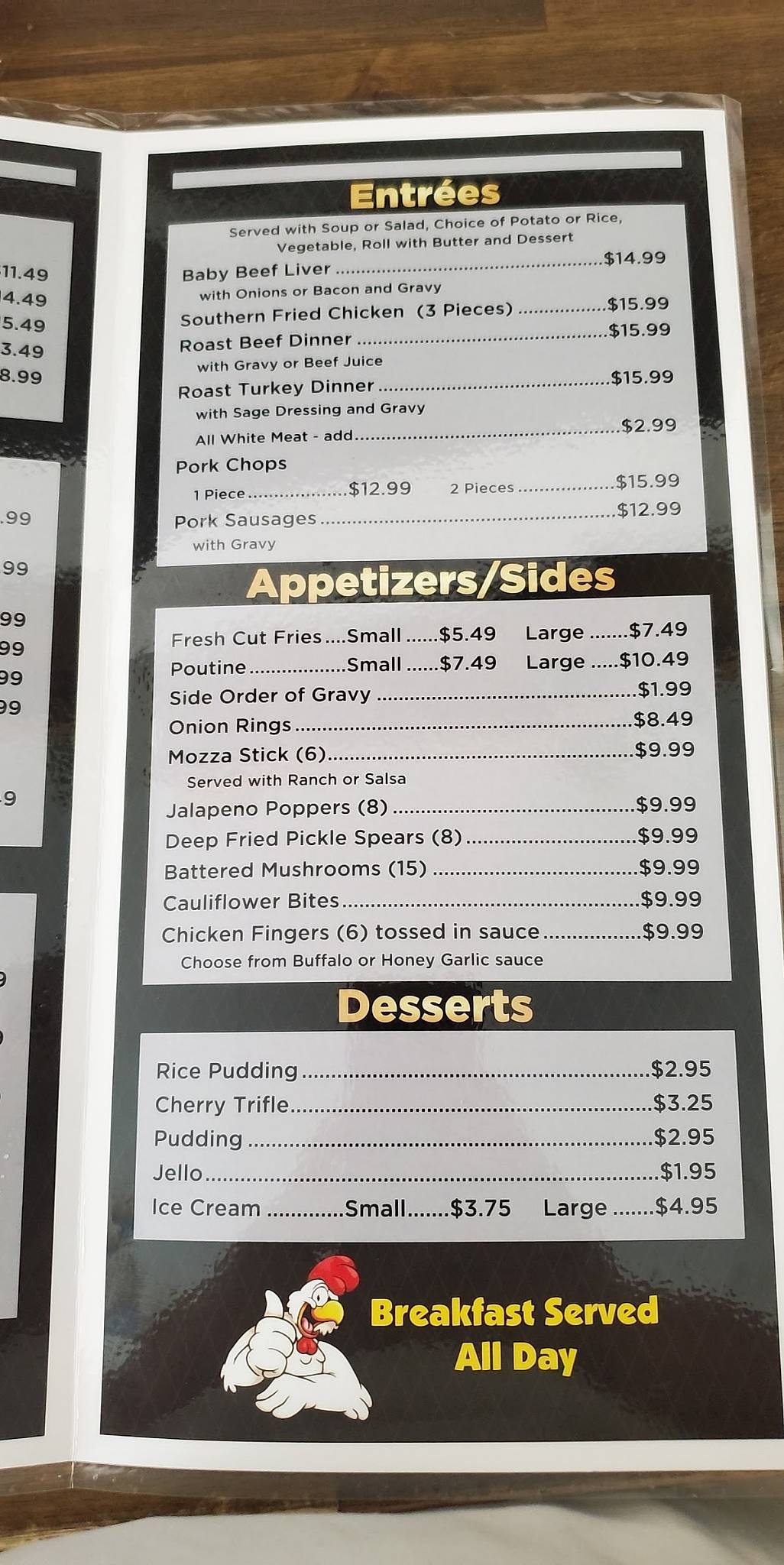 Menu at Cromwell Grill restaurant, Sarnia
