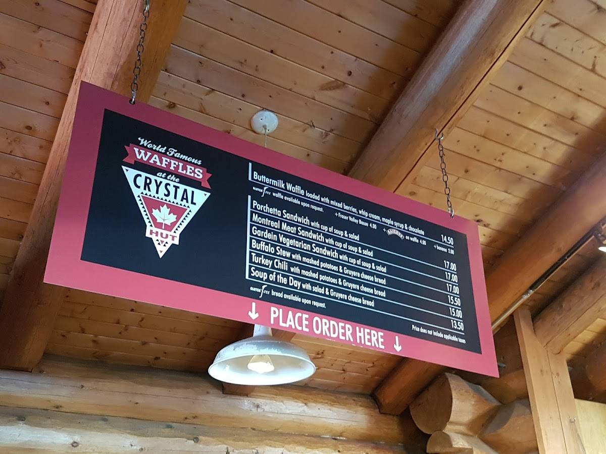 Menu at Crystal Hut restaurant, Whistler, Blackcomb Mountain