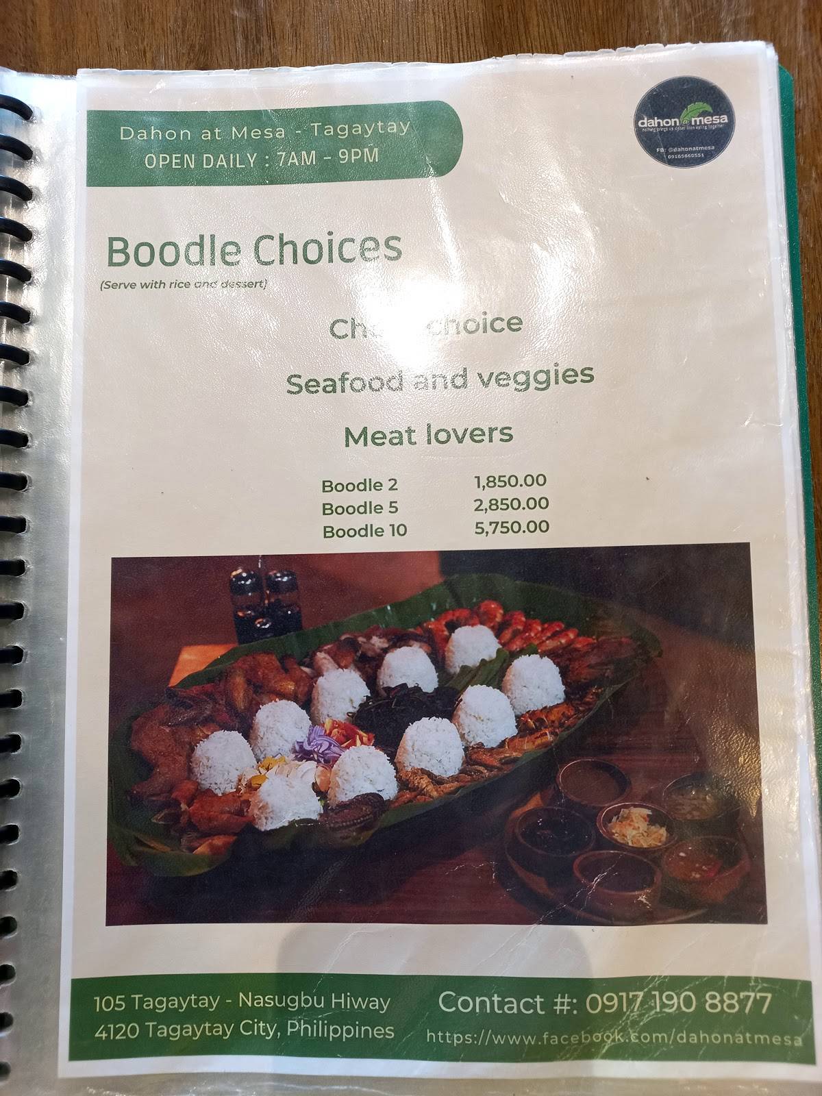 Menu at Dahon at Mesa - Tagaytay restaurant, Tagaytay