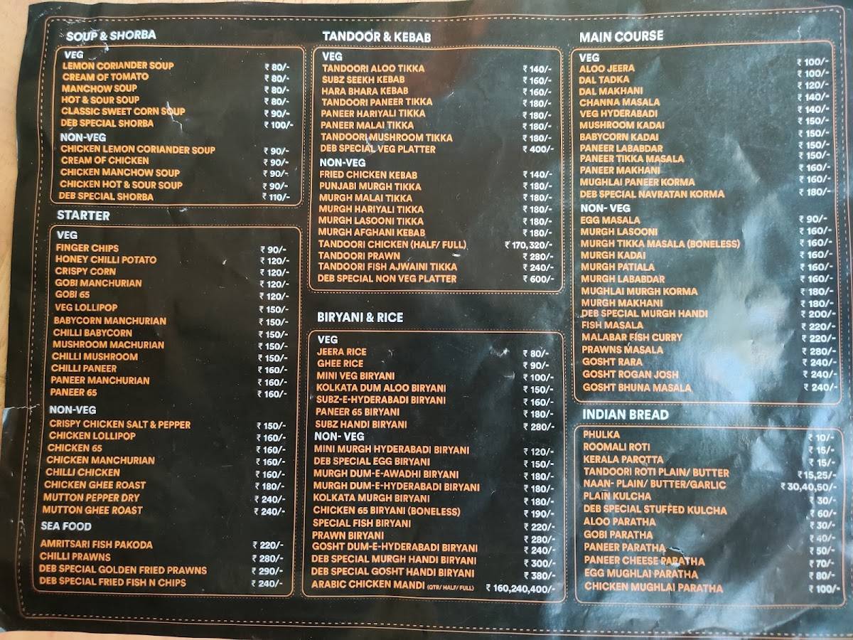 Menu at Dastan-e-Biryani, Bengaluru