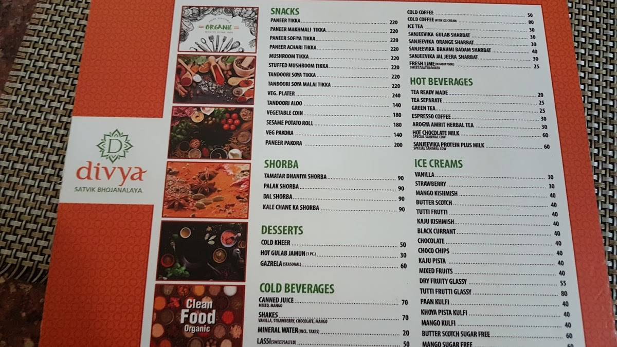 Menu at Divya Satvik Bhojanalaya, Nurmahal, Nakodar - Nurmahal Rd