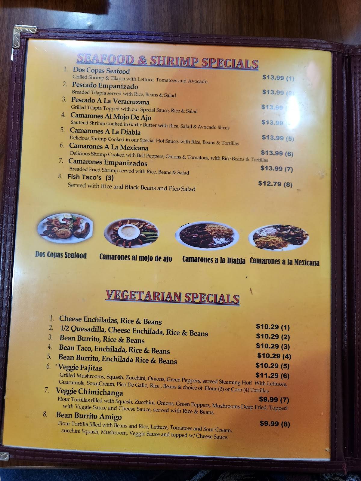 Menu at Dos Copas Mexican Grill restaurant, Madisonville