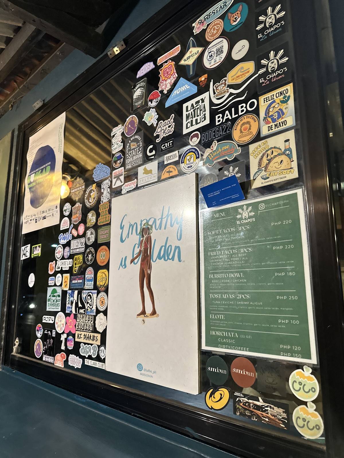 Menu at El Chapo's La Union restaurant, San Juan