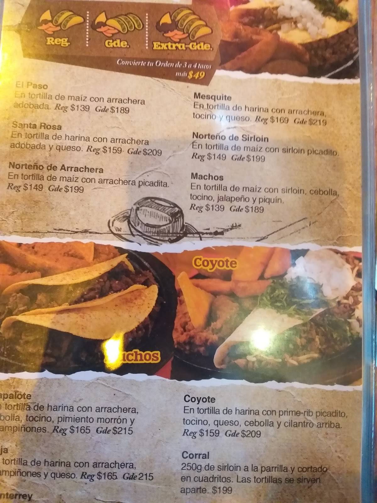 Carta del restaurante El Papalote Taco & Grill San Jerónimo, Monterrey ...