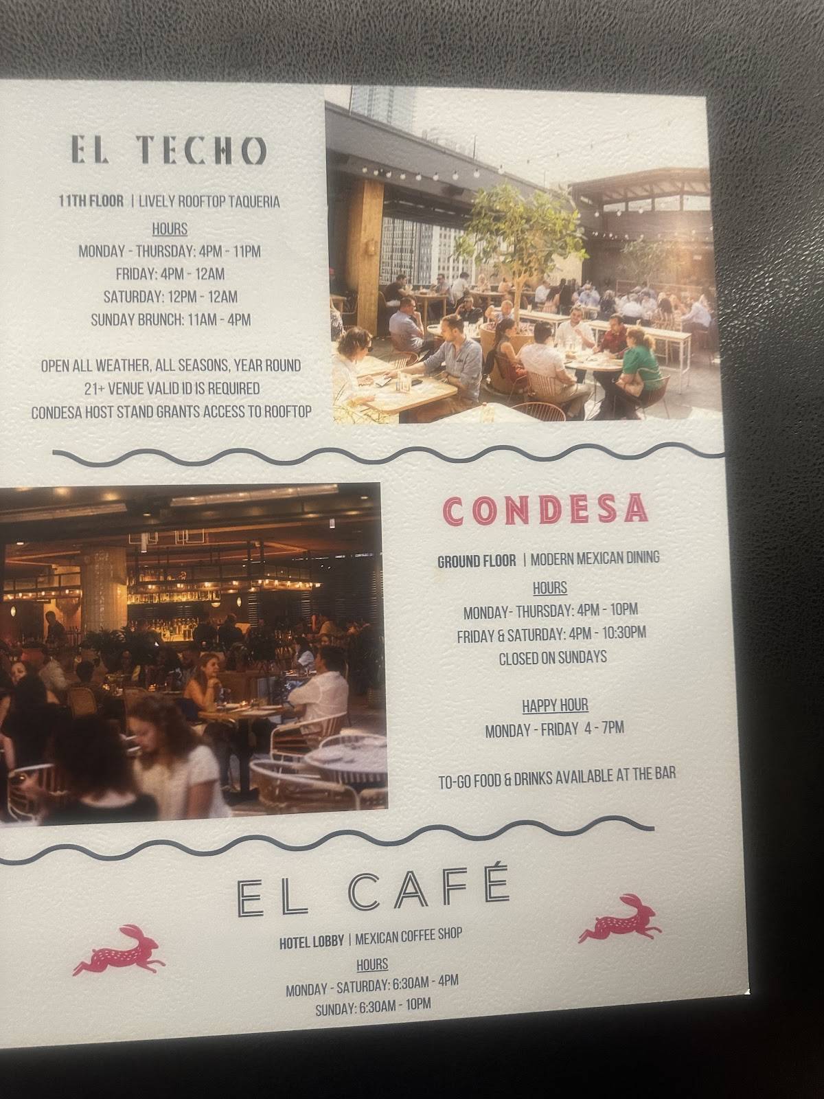 Menu at El Techo pub & bar, Philadelphia