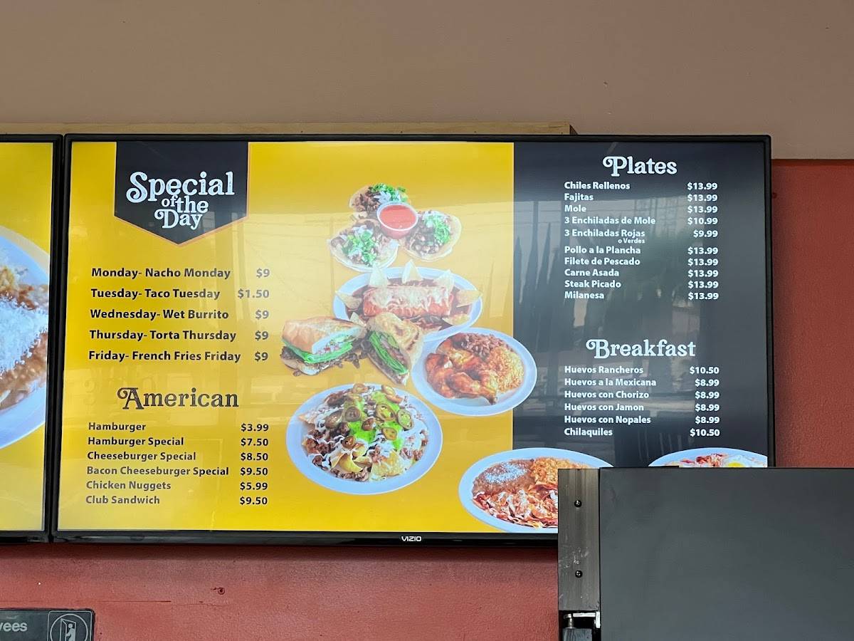 Menu at El mixteca restaurant, South Gate, Firestone Blvd