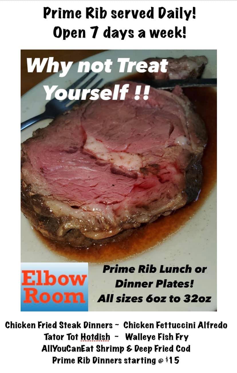 Menu at Elbow Room restaurant, Albert Lea