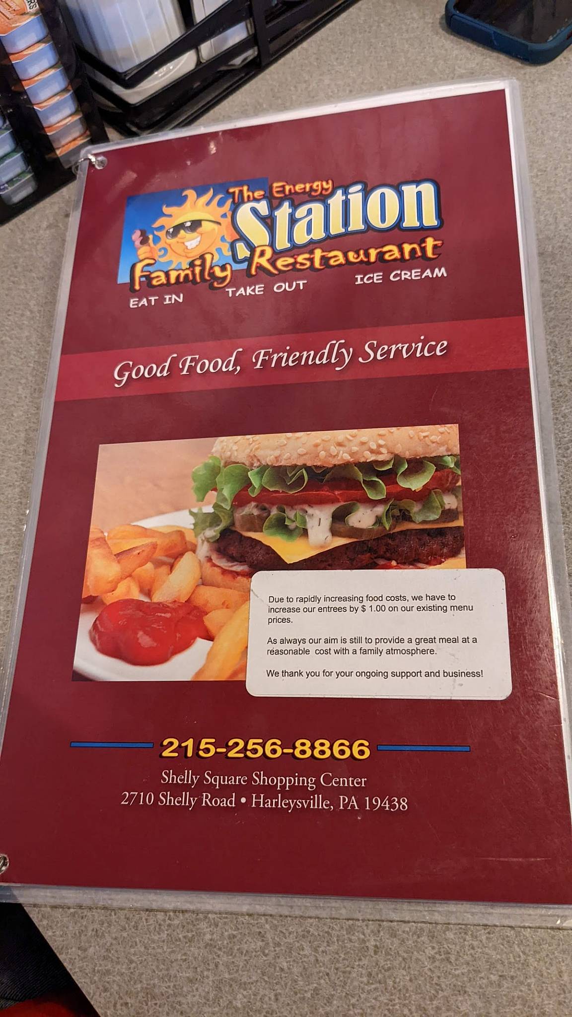 Menu at Energy Station restaurant, Harleysville
