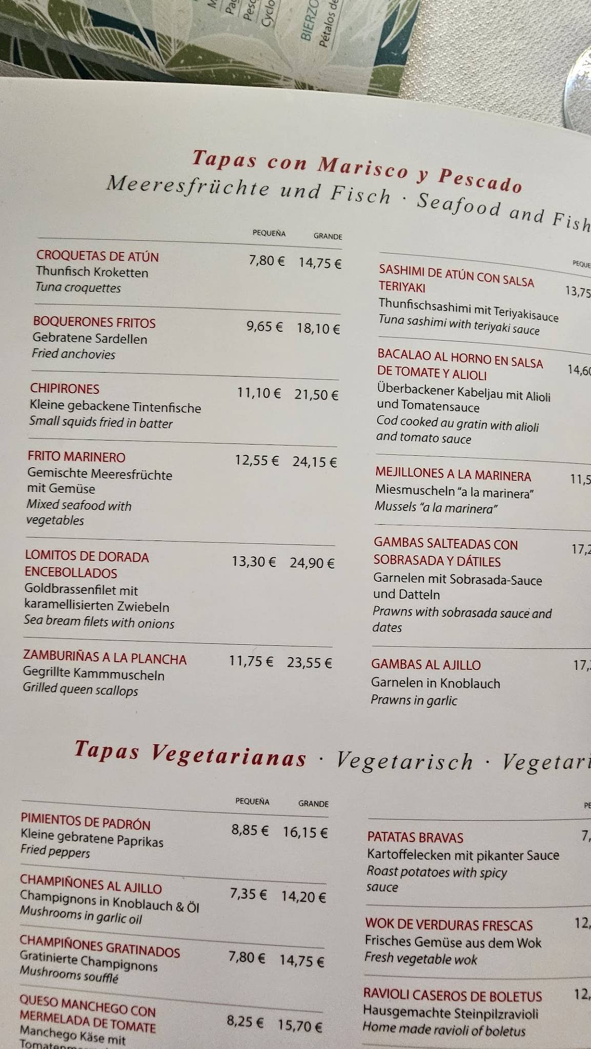 Menu at Restaurant Es Molí, Santanyí