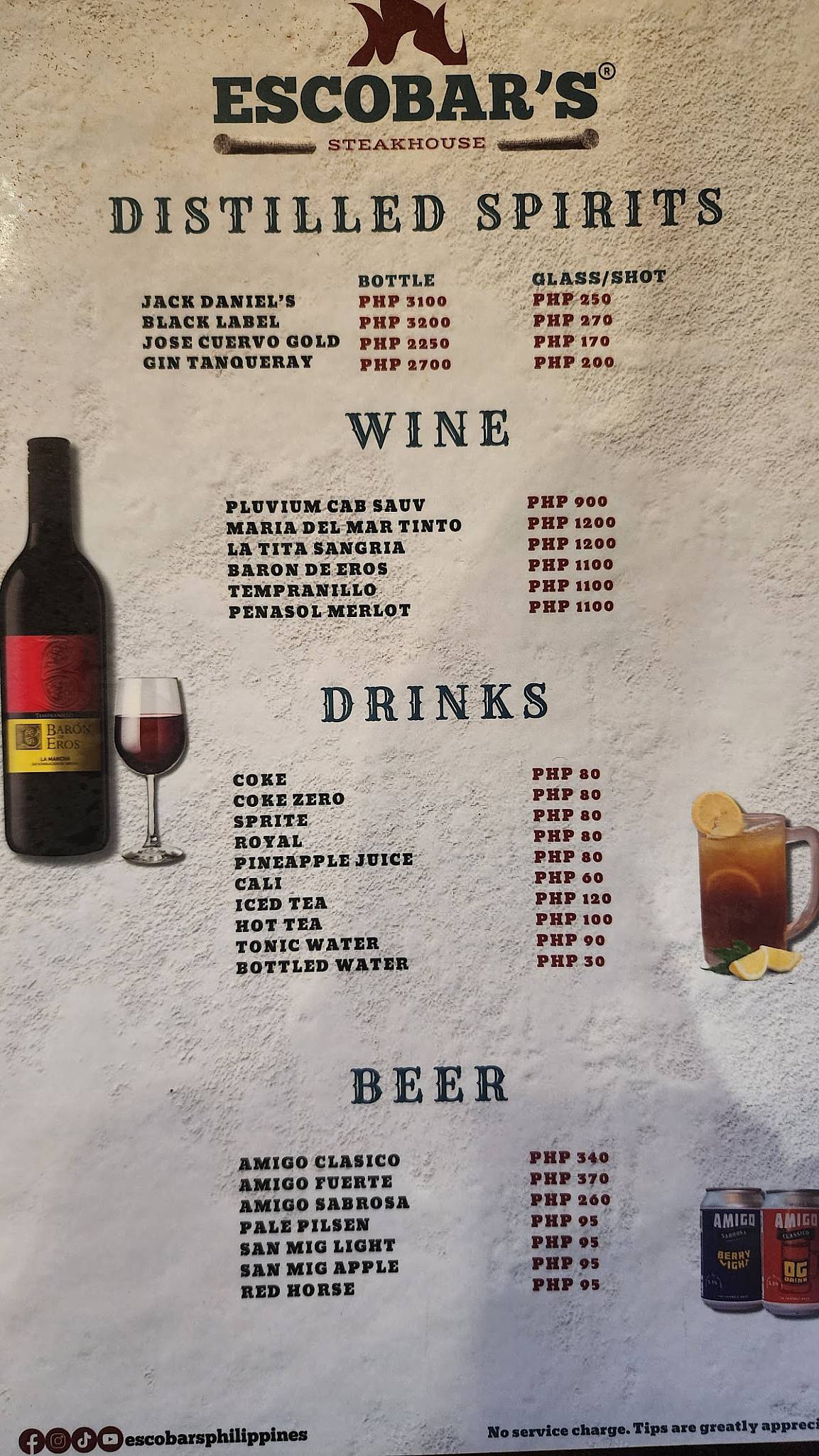 Menu at Escobar’s Steakhouse, Quezon City