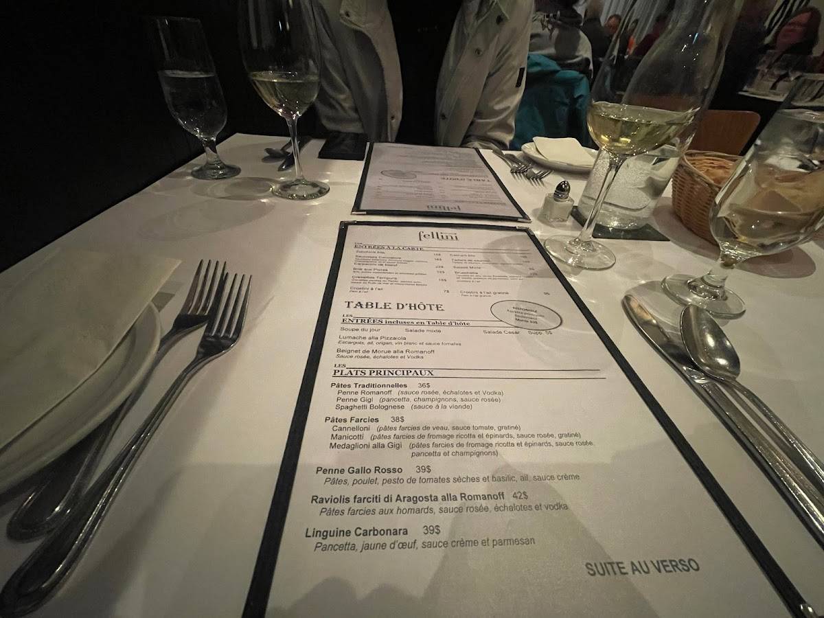 Menu au Restaurant Le Fellini, Saint-Eustache