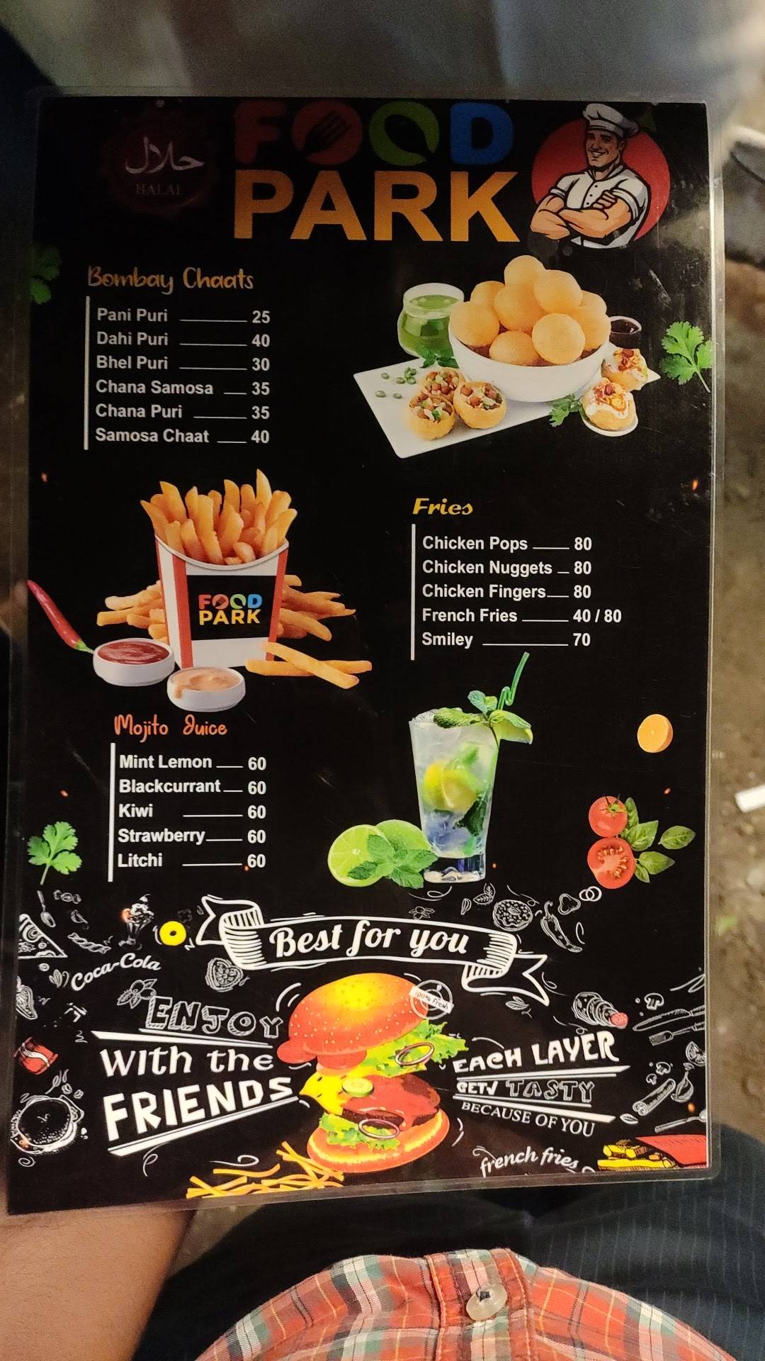 Menu at Food Park, Tirunelveli