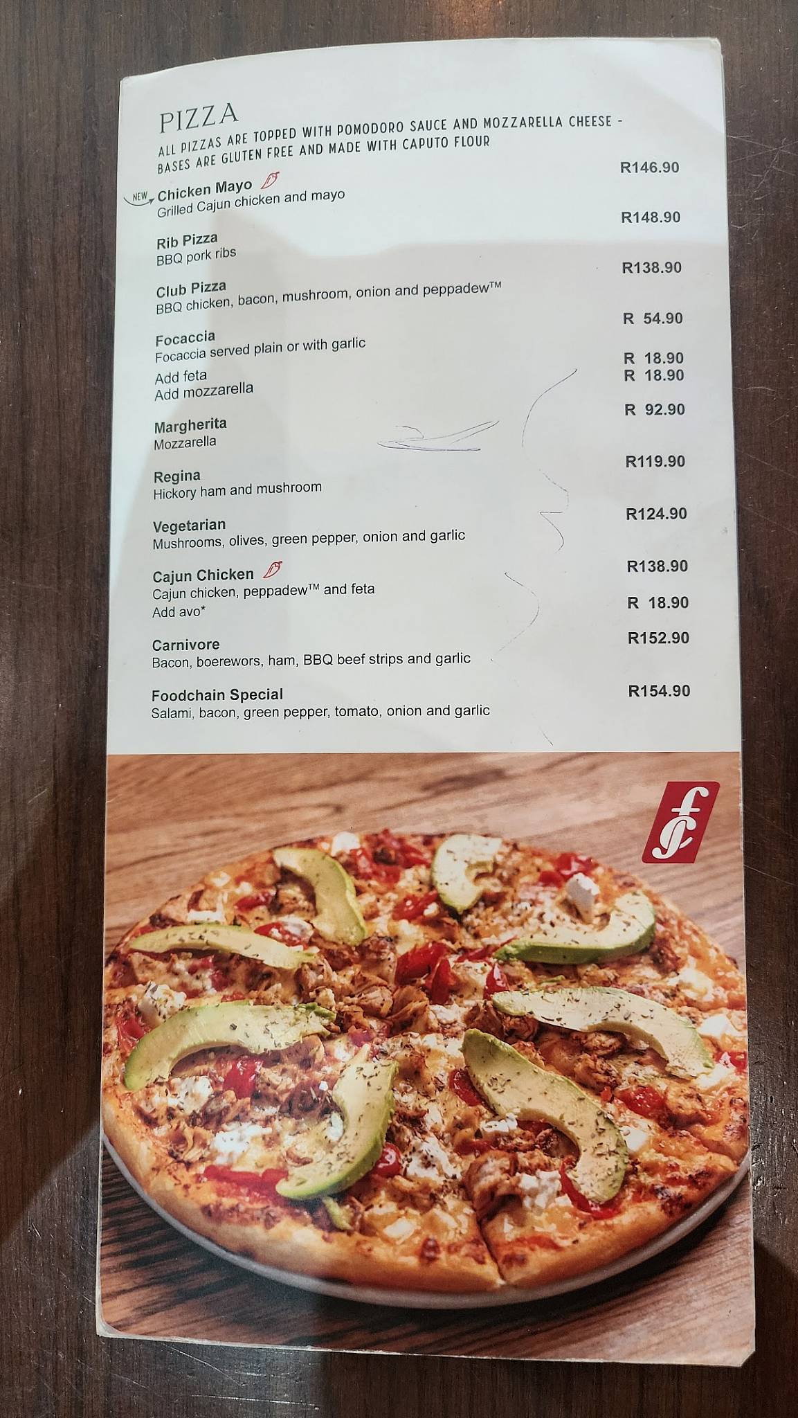 Menu at Foodchain restaurant, Pretoria, Menlyn Park