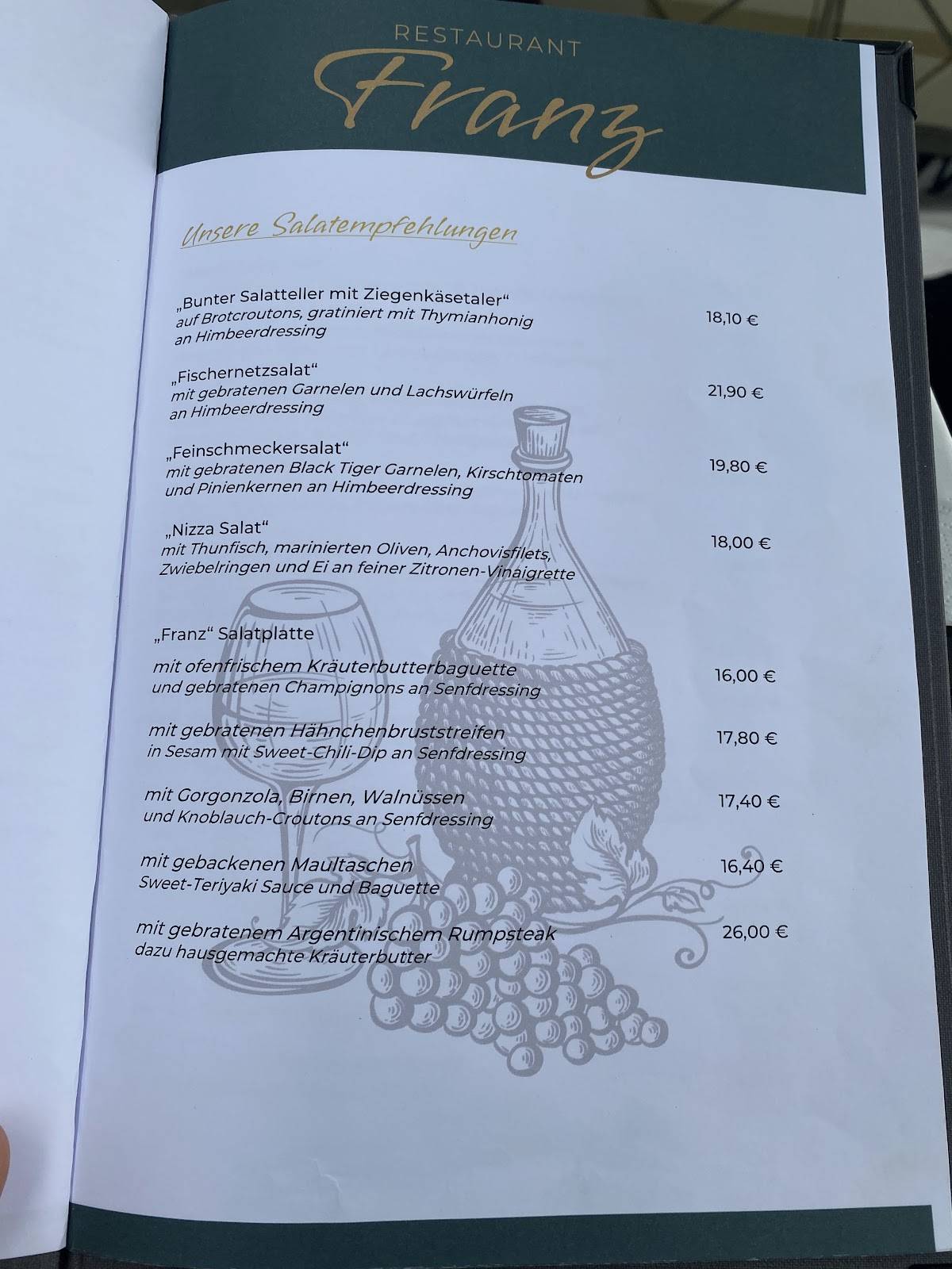 Speisekarte von Restaurant Franz, Achern