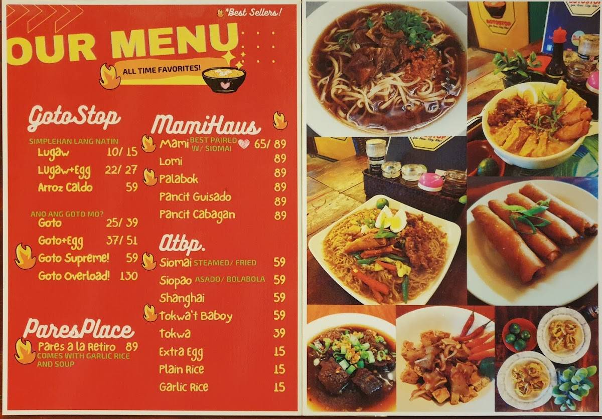 Menu at GOTOSTOP GOTO PARES SILOG ATBP restaurant, Cauayan City