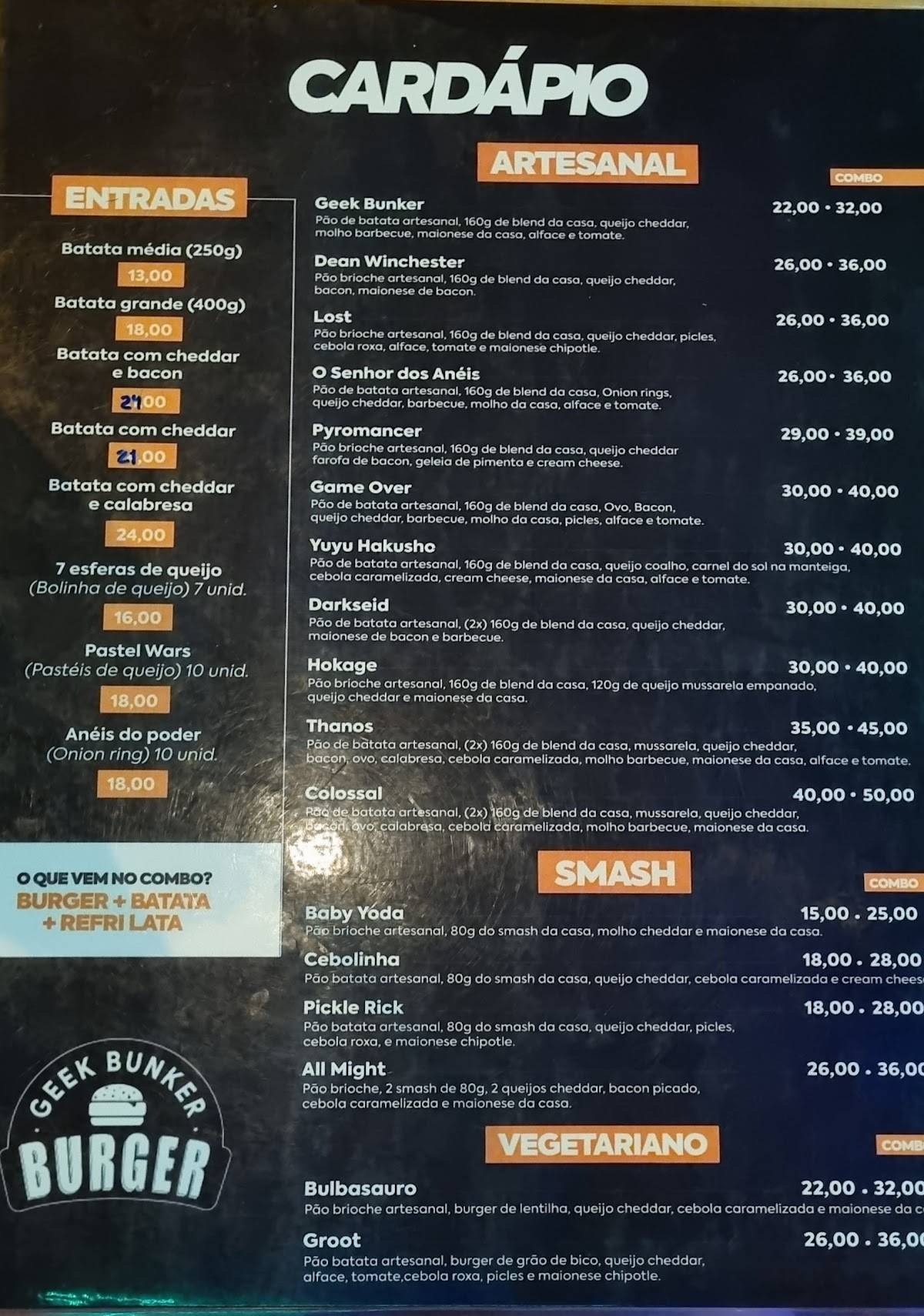 Menu em Geek Bunker Burger (Parquelândia) restaurante, Fortaleza