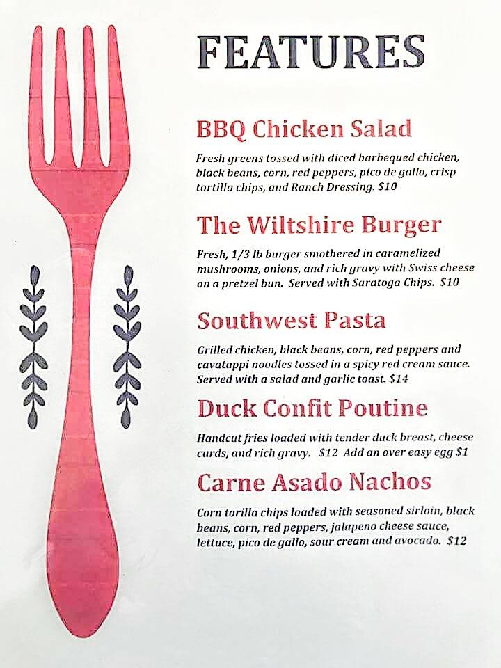 Menu at General Denver Hotel restaurant, Wilmington